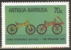 Sello: Draisine Bicycle, 1818 (Antigua y Barbuda) (Historic ...