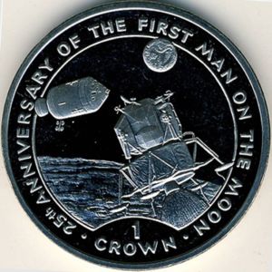 Coin: 1 Crown (The first manned moon landing) (Gibraltar(1994 - First ...