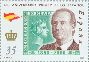 Sello: 150th Anniversary of First Spanish Stamp (España) (Stamp jubilee ...