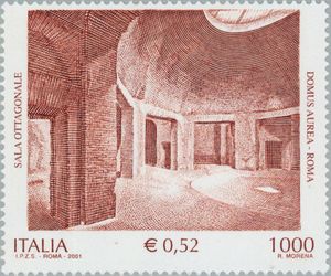 Stamp: Octagonal Hall, Domus Aurea, Rome (Italy(Italian artistic and ...