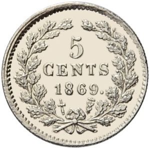 Munt: 5 Cents (Zilveren Stuiver) (Nederland(1849~1890 - 3de Koning ...