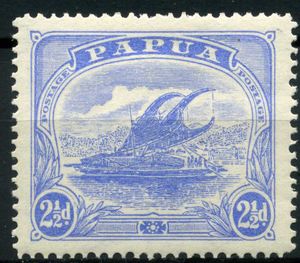 Stamp: Lakatoi with Hanuabada Village in Background (Papua(Papua ...