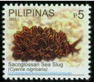 Stamp: Black and Gold Sapsucking Slug (Cyerce nigricans) (Philippines ...
