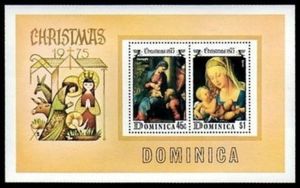Марка: Christmas 1975 (Доминика(Christmas 1975) Mi:DM BL33,Sn:DM 453a ...