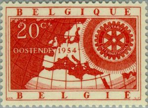 Stamp: Map of Europe and Rotary Symbol (Belgium(Fifth Rotary ...