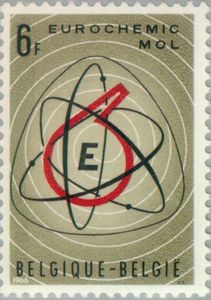 Stamp: Graphic composition - European Chemical Plant, Mol (BelgiumMi:BE ...