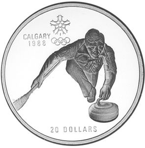 Coin: 20 Dollars (XV Winter Olympic Games 1988 Calgary - Curling ...