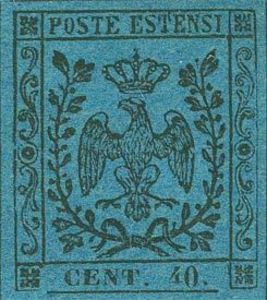 Stamp: Este eagle (Modena(Este Coat of Arms (1852-1857)) Mi:IT-MO 5I,Sn ...