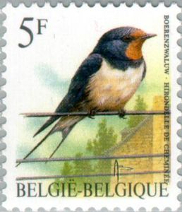 Stamp: Barn Swallow (Hirundo rustica) (Belgium(Birds of Buzin) Mi:BE ...