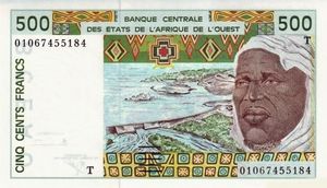 Banknote: 500 Francs (West African States(T for Togo) Wor:P-810 Tl