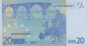 Banknote: 20 Euro (European Union (EU)(2002 (2011-2019) "Signature ...