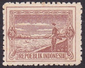 Stamp: Soldier at coast (Indonesia, Java & Madura(Revolution Series) Sn ...