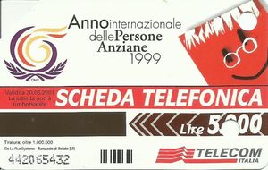 Scheda Telefonica: Anno Internazionale Delle Persone Anziane (Telecom Italia, Italia(01 ...