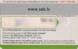 Bank Card: Seb Banka (SEB Latvija Unibanka, LatviaCol:LV-MS-0049