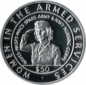 Coin: 50 Dollars (Women in the Armed Forces) (Tokelau(1993 - World War ...