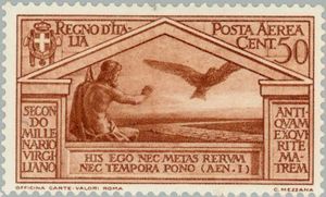 Stamp: Jupiter and an eagle flying over the Consular roads - Air (Italy ...