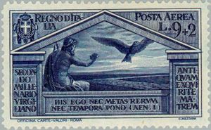 Stamp: Jupiter and an eagle flying over the Consular roads - Airi ...