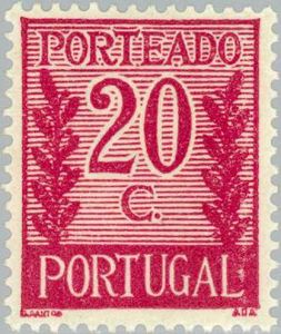 Stamp: 1940 Postage Due 20 C (Portugal(Postage Due - Value surrounded ...