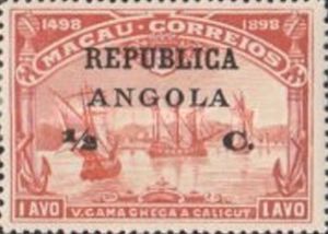 Stamp: Arrival at Calicut, India (Angola) (400th anniversary of ...