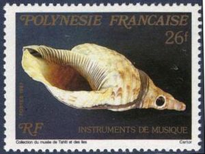 Stamp: Shell Pu (French Polynesia(Musical Intruments) Yt:PF 283,Mi:PF ...