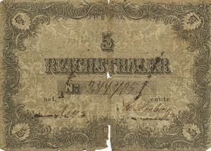 Billete de Banco: 5 Reichsthaler (Alemania, Estados(Duchies of ...