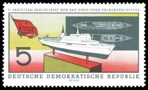 Stamp: Model and plan of the ship (Germany, Democratic Republic (DDR ...
