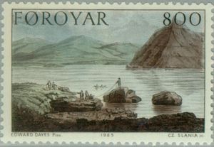 Stamp: Landscapes (painting of Edward Dayes) (Faroe Islands(Art (1985 ...