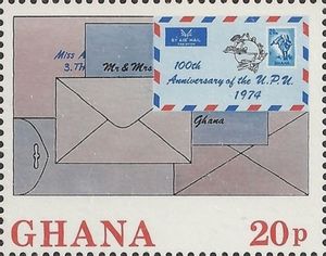 Stamp: Envelopes (Ghana(U.P.U. (Universal Postal Union), Centenary) Mi ...