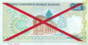Banknote: 5,000 Turkish Lira (Türkiye (Turkey)(1979-7.Emisyon "Türk ...