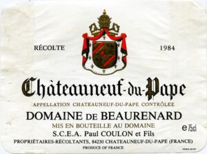 Drink Label: Châteauneuf-du-Pape Domaine de Beaurenard (S.C.E.A. Paul Coulon et Fils, FranceCol ...