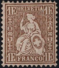 Stamp: Sitting Helvetia (Switzerland(Sitting Helvetia) Mi:CH 28b,Sn:CH ...