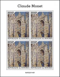 Stamp: "Rouen Cathedral" (1893), by Claude Monet (Burundi(Claude Monet ...