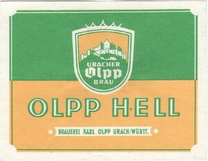 Drink Label: Olpp hell (Brauerei Olpp, Bad Urach, Germany, Federal ...