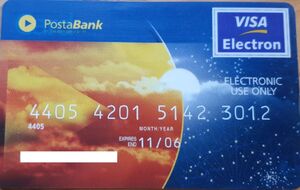 Bank Card: Posta Bank (Posta Bank, HungaryCol:HU-VE-0016.02