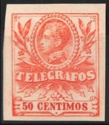 Stamp: Alfonso XIII (Spain(Telegraphs - King Alfonso XIII (1905)) Yt:ES ...