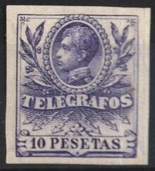 Stamp: Alfonso XIII (Spain(Telegraphs - King Alfonso XIII (1905)) Yt:ES ...