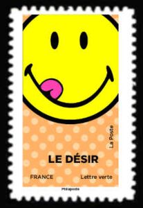 Stamp: Desire Emoji (France(Emojis 50th Anniversary (2022)) Yt:FR A2149 ...