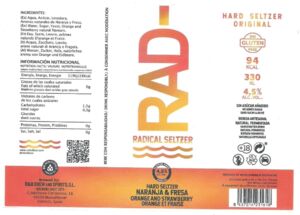 Drink Label: Rad-Seltzer - Naranja & Fresa (B & B Brew and Spirits S.L ...