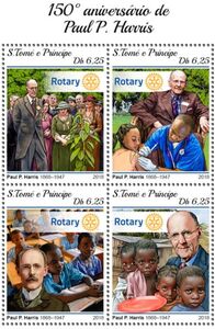 Stamp: 150th Birth Anniversary of Paul Percy Harris (São Tomé and ...