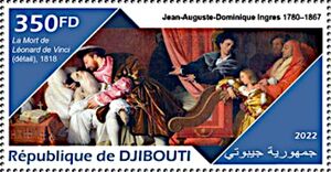 Stamp: The Death of Leonardo da Vinci, by J.-A.-Dominique Ingres ...