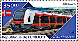 Stamp: NSB Class 75 (Djibouti(Norwegian Trains (2022)) Col:DJ 2022-12b