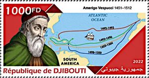 Stamp: Amerigo Vespucci, Exploration Trips (Djibouti(510th Memorial ...