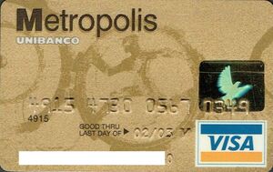 Tarjeta de Banco: Unibanco (Metropolis) (Unibanco, PortugalCol:PT-VI ...