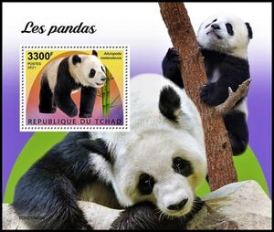 Stamp: Ailuropoda melanoleuca (Chad(Pandas (2021)) Mi:TD BL1106,Yt:TD BF549
