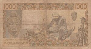 Banknote: 1,000 Francs (West African States(H for Niger) Wor:P-607 Hd