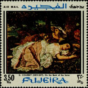 Stamp: On the Bank of the Seine, by Gustave Courbet (1856/1857) (Fujairah (Fujeira)(Paintings ...