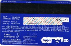 Bank Card: International (Bancomer, MexicoCol:MX-MC-0090.02
