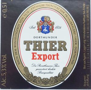 Drink Label: Dortmunder Thier Export (Dortmunder Thier-Bräu, Germany, Federal RepublicCol:DE ...