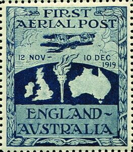Stamp: First Aerial Post - England - Australia (AustraliaMi:AU I,Yt:AU PA1