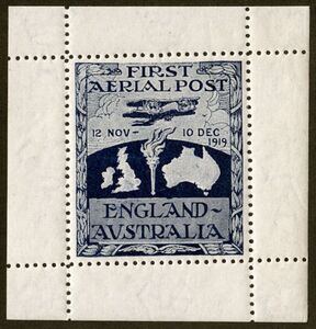 Stamp: First Aerial Post - England - Australia (AustraliaYt:AU BF1 📮